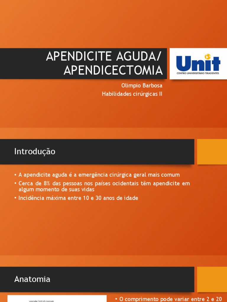 APENDICITE AGUDA Resumo | PDF | Especialidades médicas | Remédio