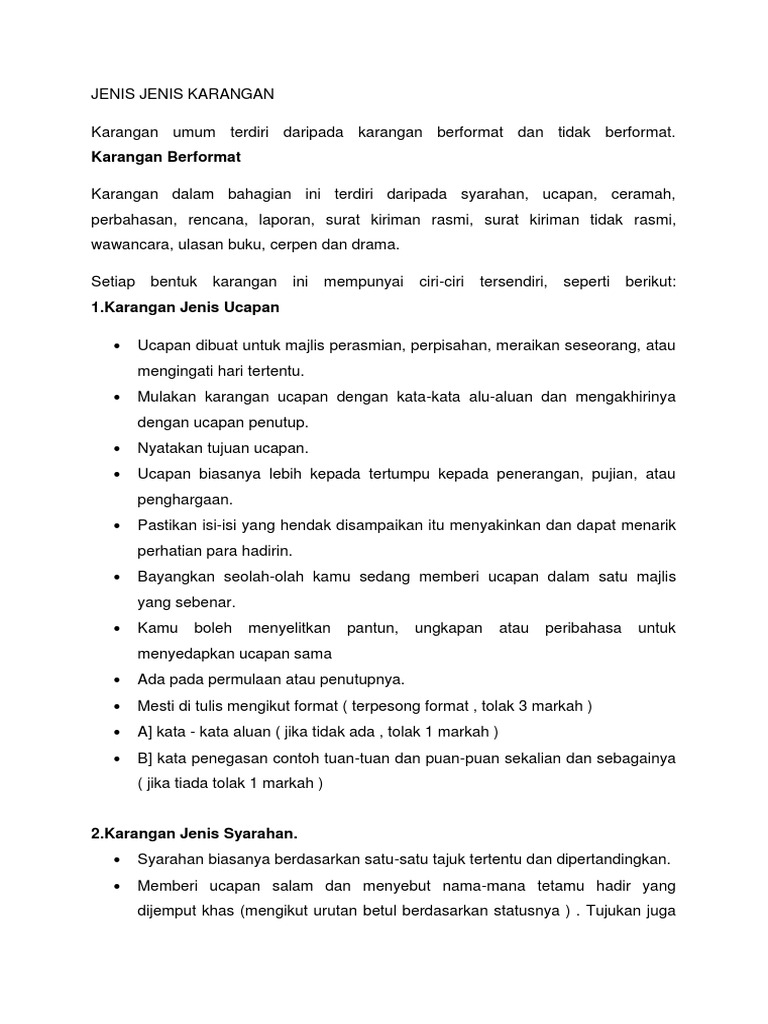 Jenis-Jenis Karangan dan Contohnya | PDF