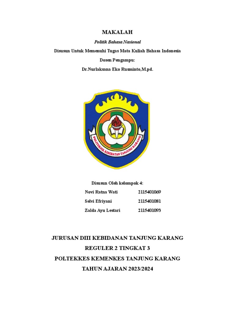 Politik Bahasa Nasional di Indonesia | PDF | Kajian Bahasa Asing