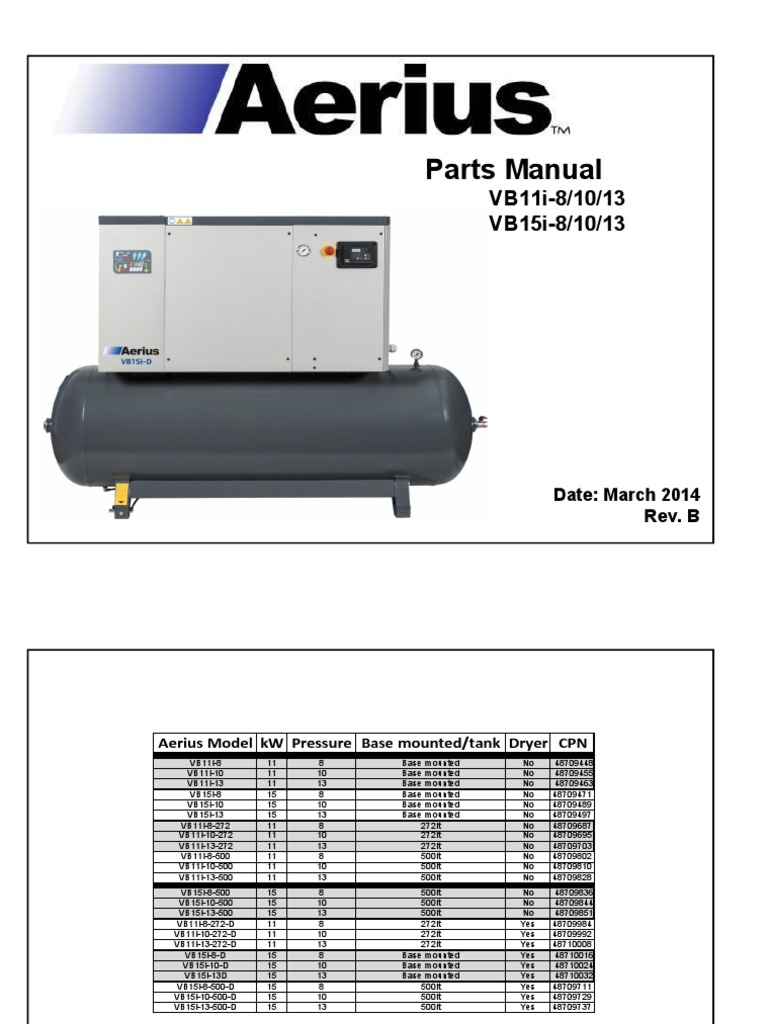 Aerius VB11i-VB15i Parts Manual | PDF | Clothes Dryer | Hydraulics