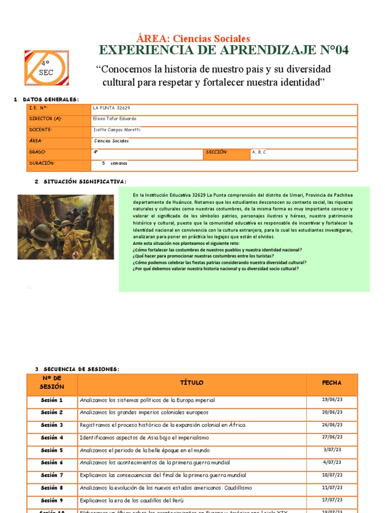 4º Experiencia de Aprendizaje - 4 | PDF | Colonialismo | Imperialismo
