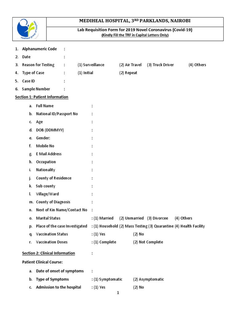 Covid-19 Lab Requisition Form | PDF | Immunology | Diseases And Disorders