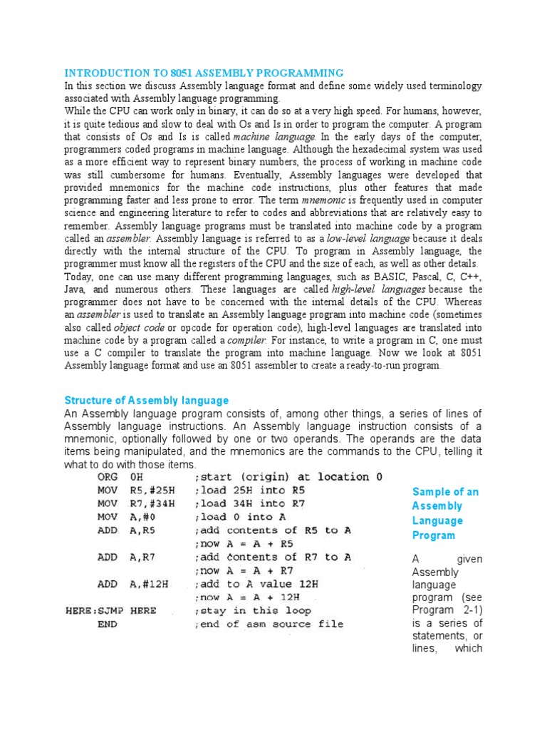 8051 Microcontroller Programming | PDF | Assembly Language | Computer ... 8051 Microcontroller Programming | PDF | Assembly Language | Computer ...