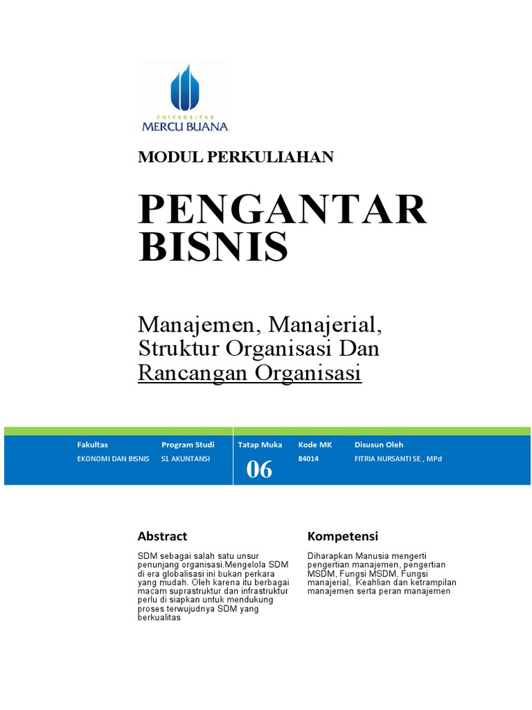 TM 6 Pengantar Manajemen Dan Bisnis Revisi Akt 2020 | PDF | Bisnis | Pengembangan Diri
