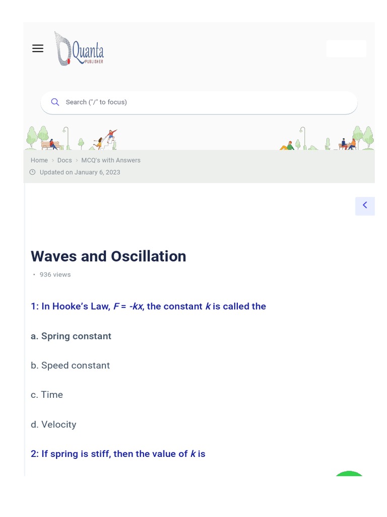 Oscillation and Wave MCQs with Answers | PDF | Waves | Oscillation