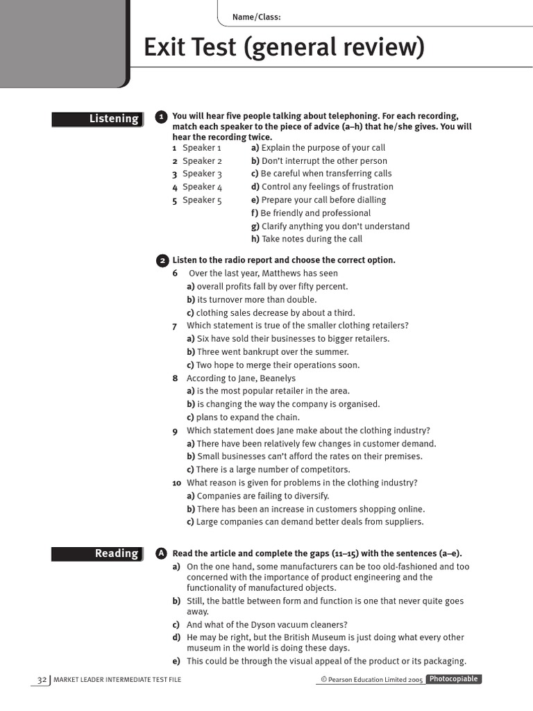English Exit Test Overview | PDF | English Language | Vacuum Cleaner