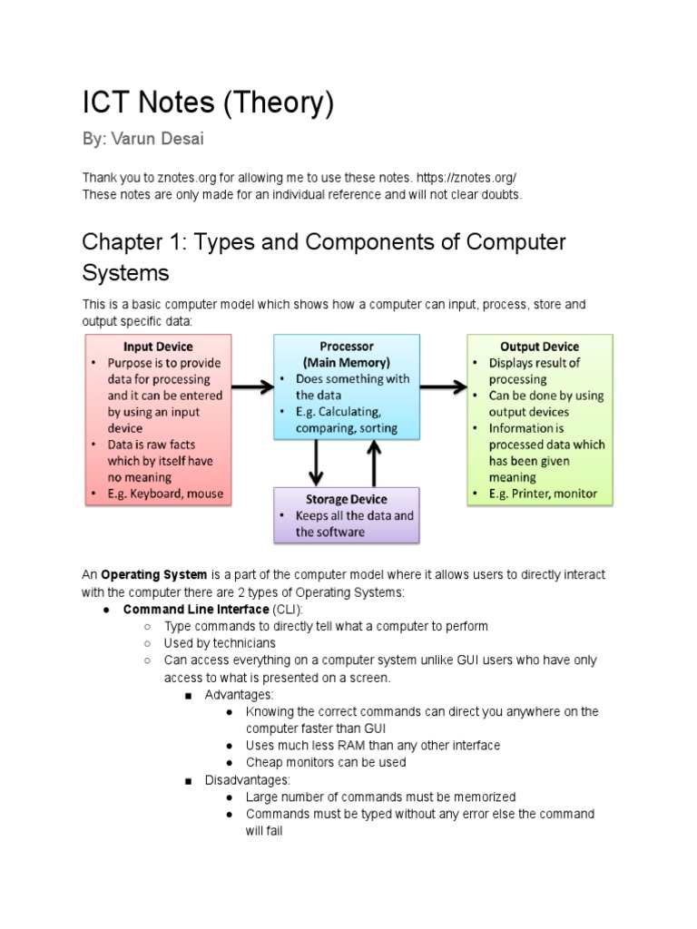 Ict Notes Theory Pdf Printer Computing Computer Network