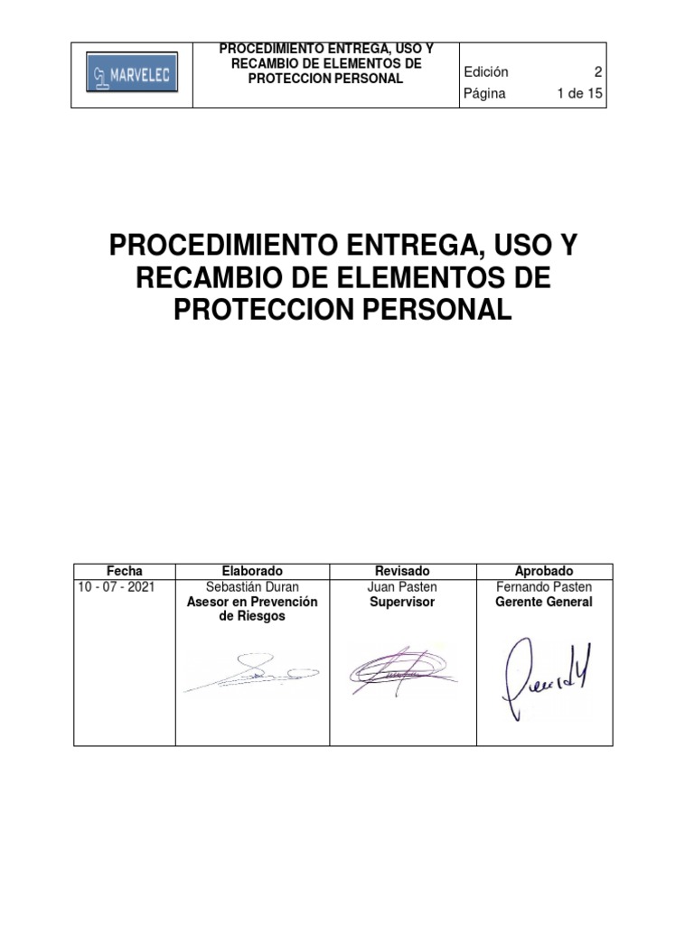 Procedimiento Uso, Mantencion Epp | PDF | Soldadura | Construcción