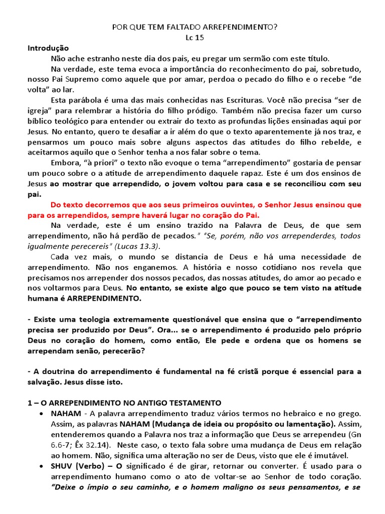A Necessidade do Arrependimento Hoje | PDF | Jesus | Deus
