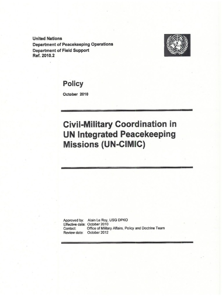 Dpko Un-Cimic (2010) | PDF