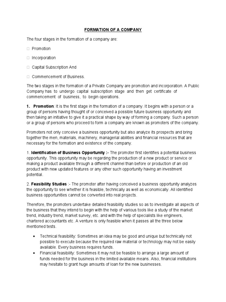 Formation of A Company | PDF | Articles Of Association | Prospectus ...