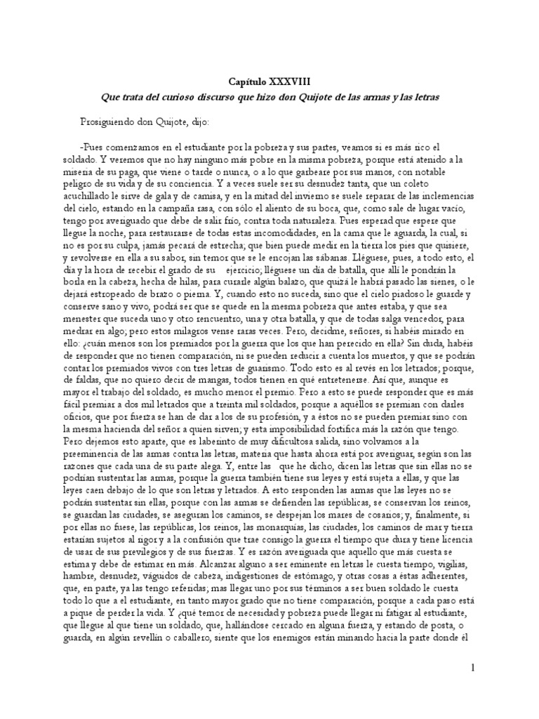 Don Quijote: Armas vs Letras | PDF | Don Quijote