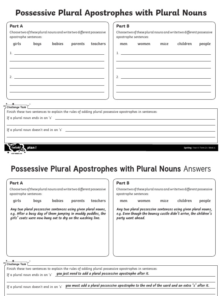 Plural Possessive Apostrophes Guide | PDF | Plural | Linguistics