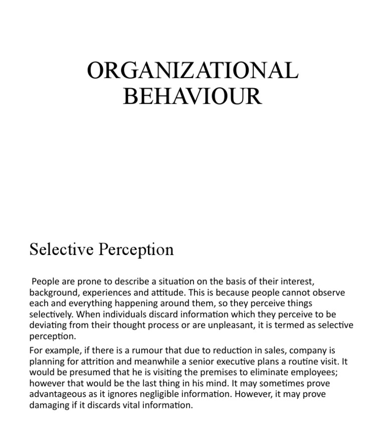 Organizational Behaviour | PDF
