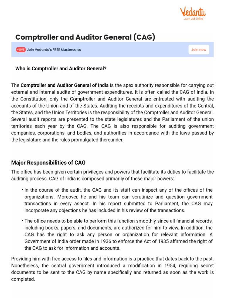 Comptroller and Auditor General (CAG) | PDF