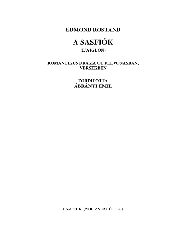 Edmond Rostand A Sasfiók | PDF