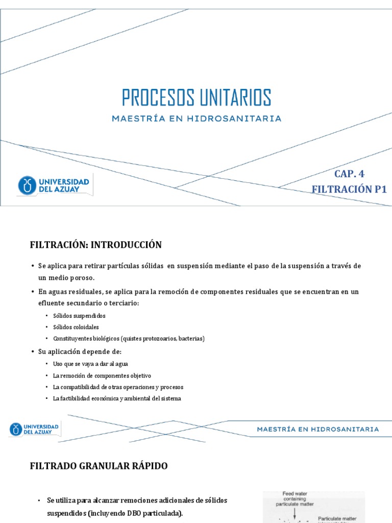 Capítulo 4 Filtracion | PDF | Filtración | Procesos industriales