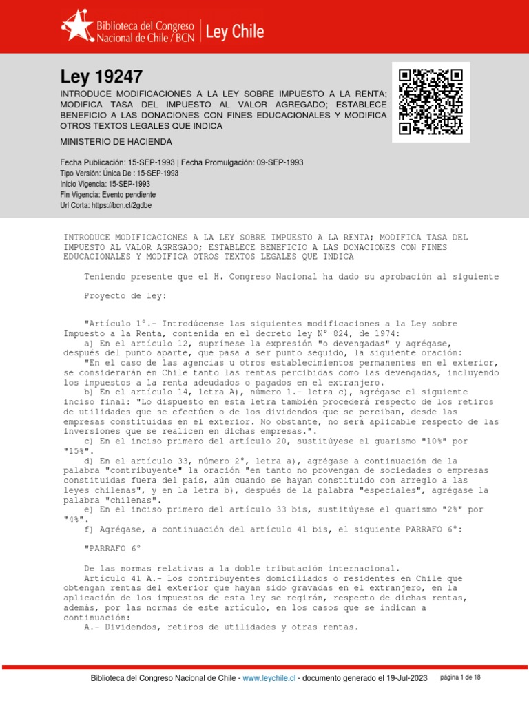 Ley 19247 - 15 Sep 1993 | Descargar gratis PDF | Impuestos | Impuesto ...
