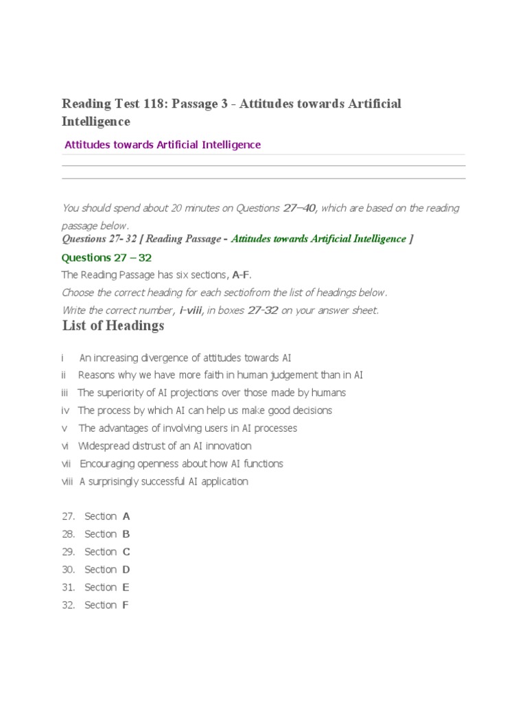 Reading Passage 2 | PDF | Intelligence (AI) & Semantics | Artificial ...