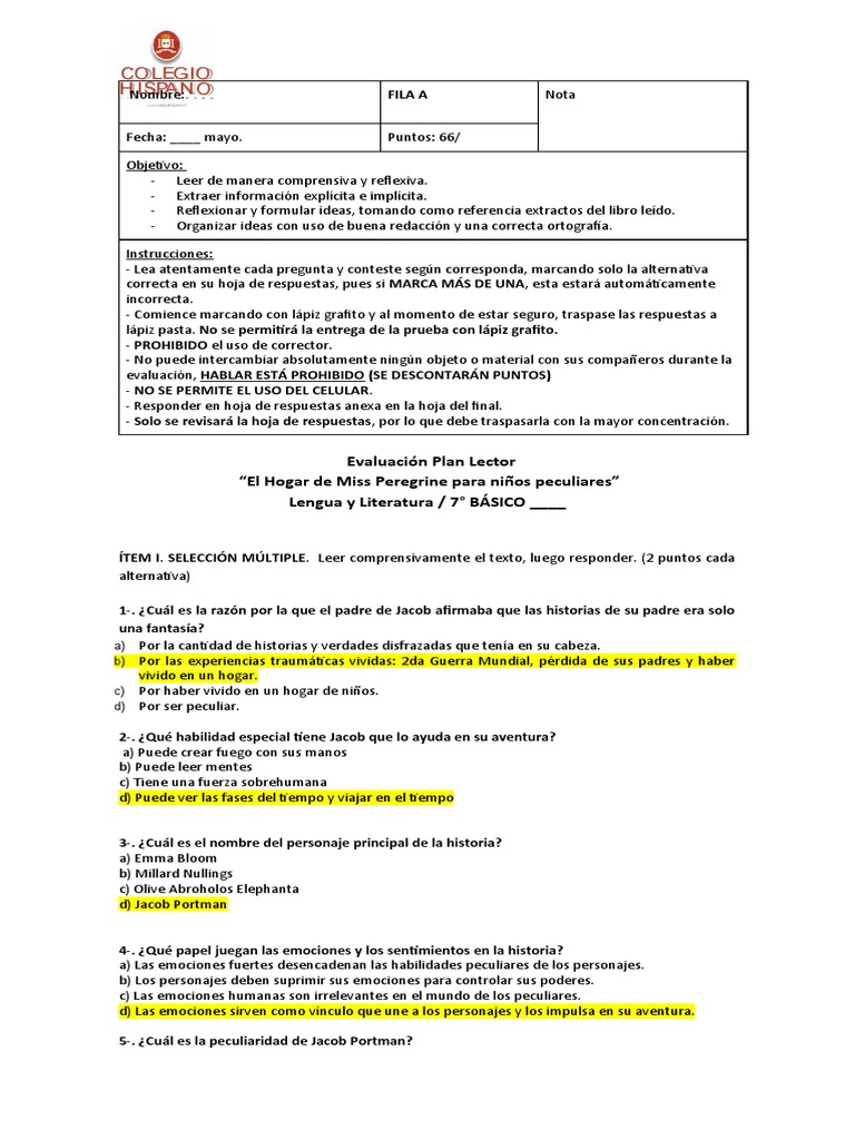 FILAA Miss Peregrine 7° CR | PDF