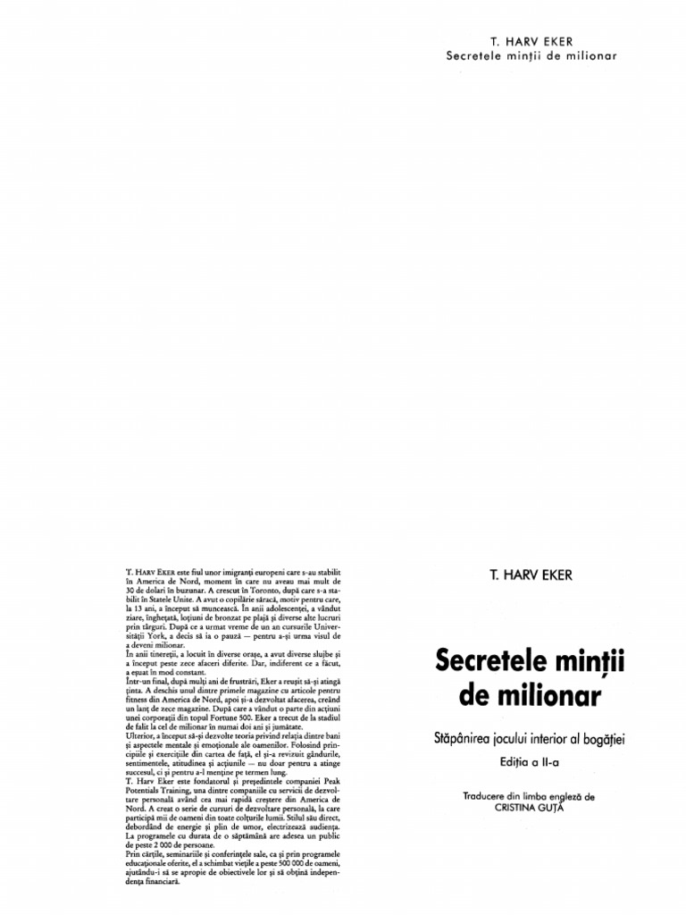 Harv Eker-Secretul Mintii de Milionar | PDF