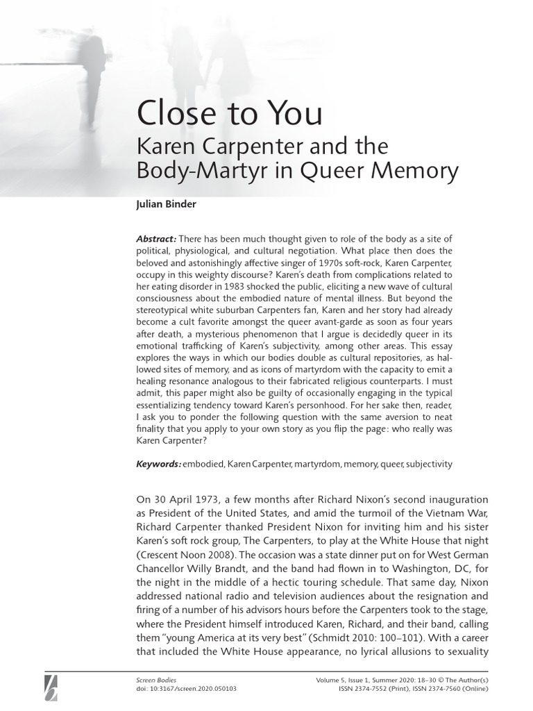 Binder - Close To You Karen Carpenter and Queer Memory | PDF ...