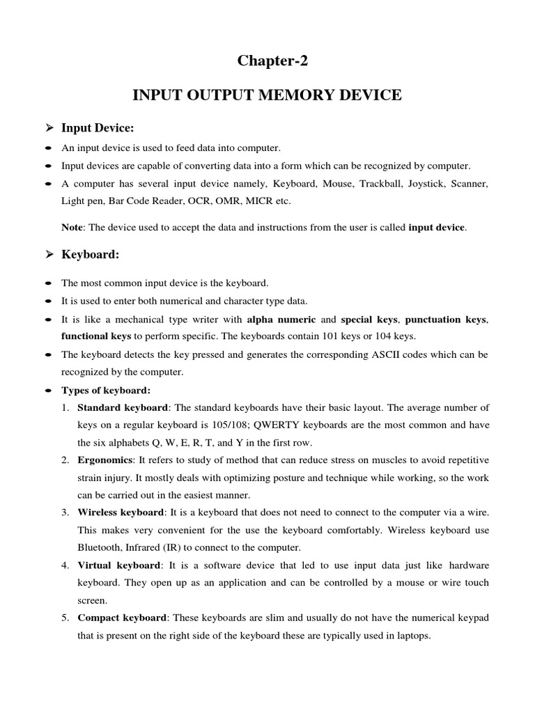 CH 2 Input Output Memory Device | PDF | Computer Data Storage | Random Access Memory