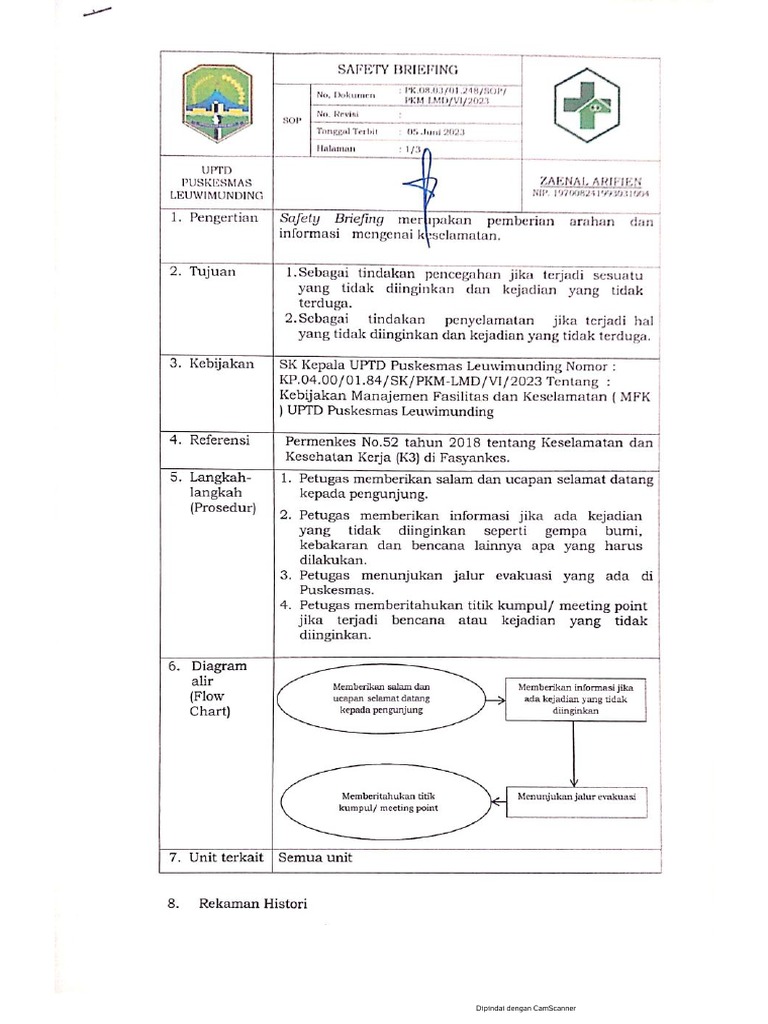 Sop Safety Briefing | PDF