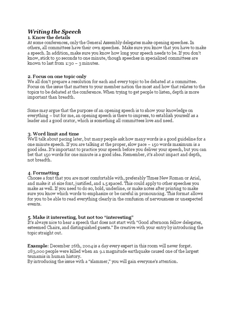 Writing The Speech | PDF