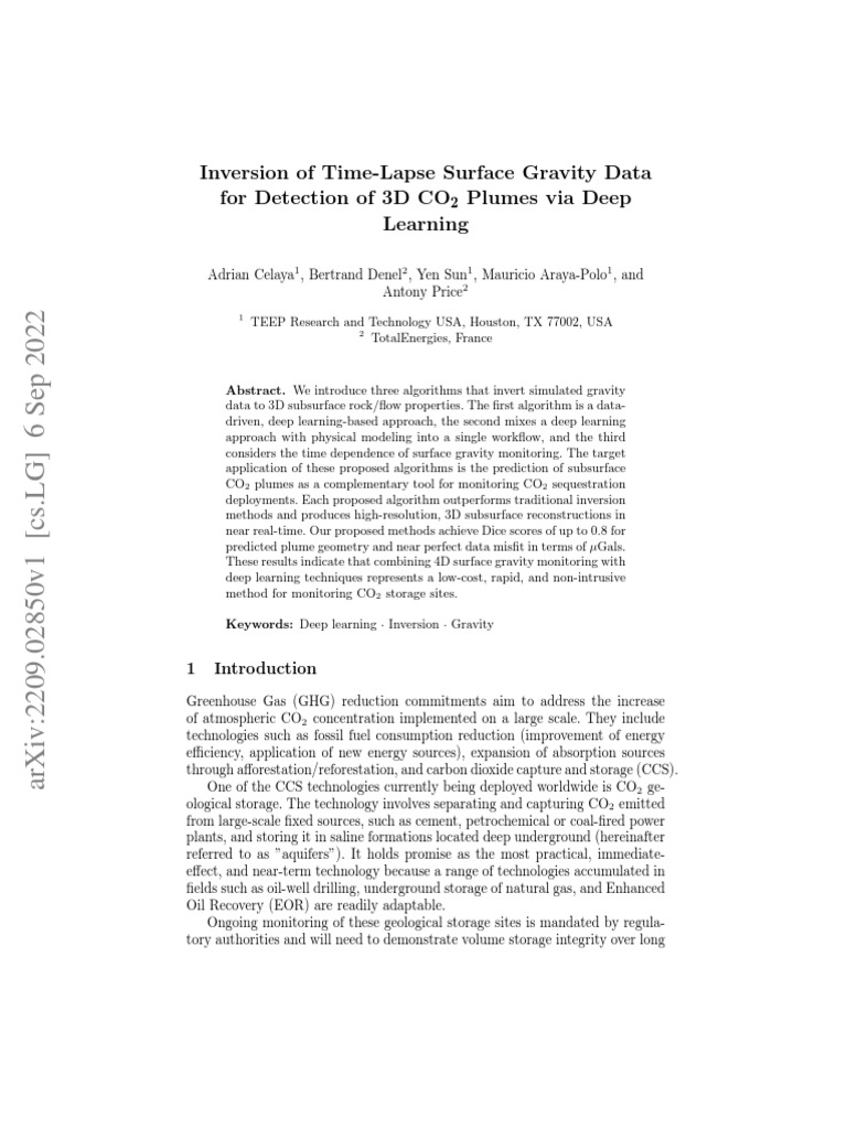 Inversion of Time-Lapse Surface Gravity Data For D | PDF | Carbon Capture And Storage | Cross ...