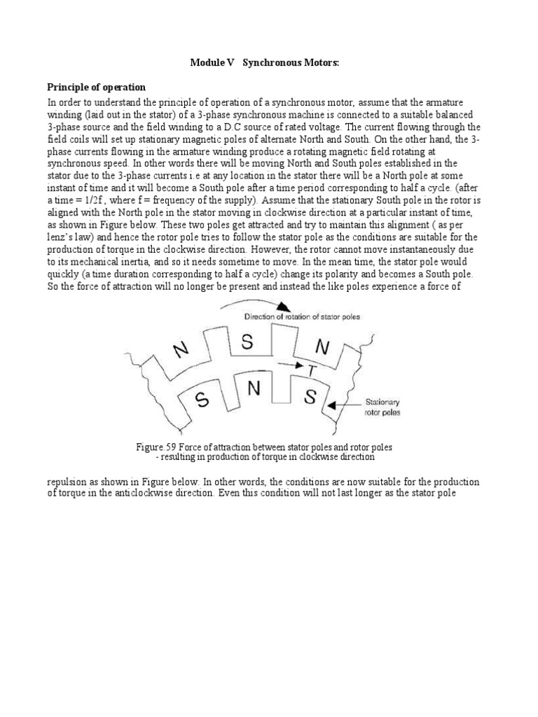 Module V Synchronous Motors | PDF | Electric Motor | Electrical Components