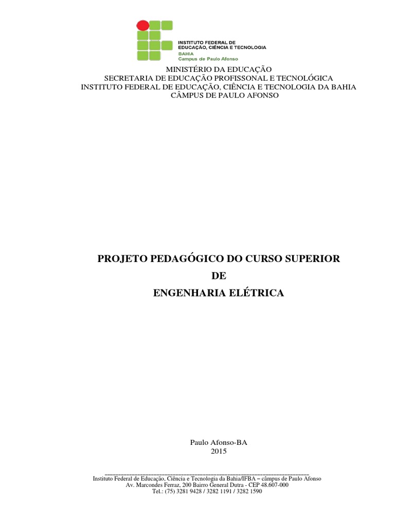 Projeto Pedagógico De Eng Elétrica Pdf Engenharia Elétrica