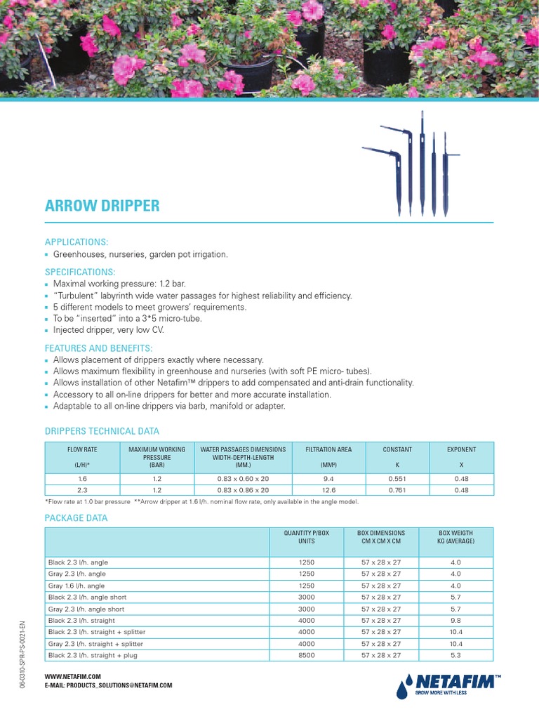 Arrow Dripper Product Sheet | PDF