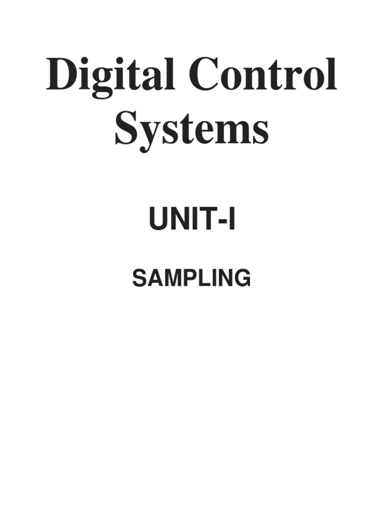 Digital Control Systems Unit I Pdf Sampling Signal Processing