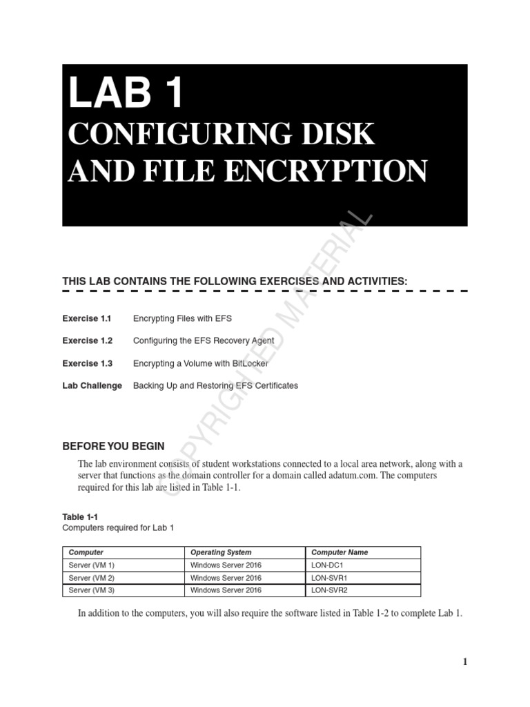 Lab Encrypting Data 70744 | PDF | Group Policy | Computer File