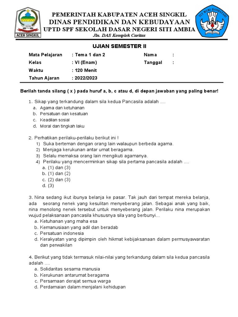 Soal Tema 1 & 2 | PDF