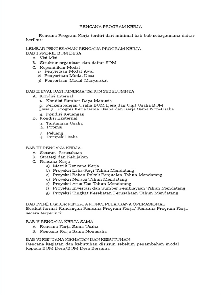 PDF Rencana Program Kerja Bumdes Dikonversi Compress | PDF