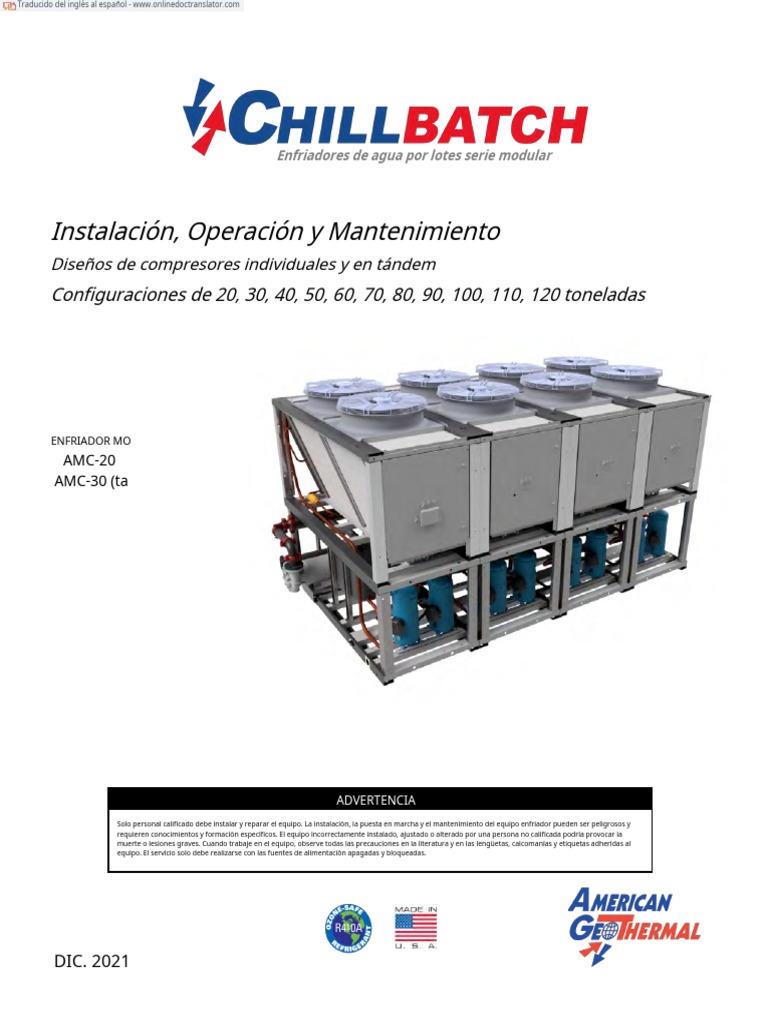 ChillBatch Instalacion, Operacion y Mant - ESP | PDF | Bomba | Presión