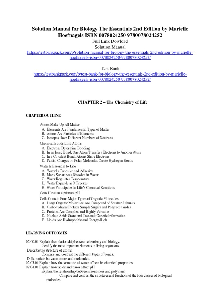 Biology The Essentials 2nd Edition by Marielle Hoefnagels ISBN Solution ...