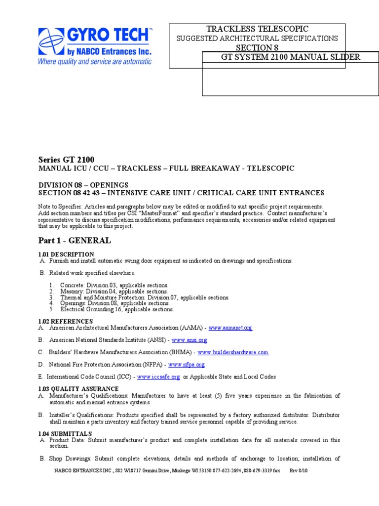 GT2100 Manual Slide Telescopic GT 2100 Telescopic Sliding Door ...