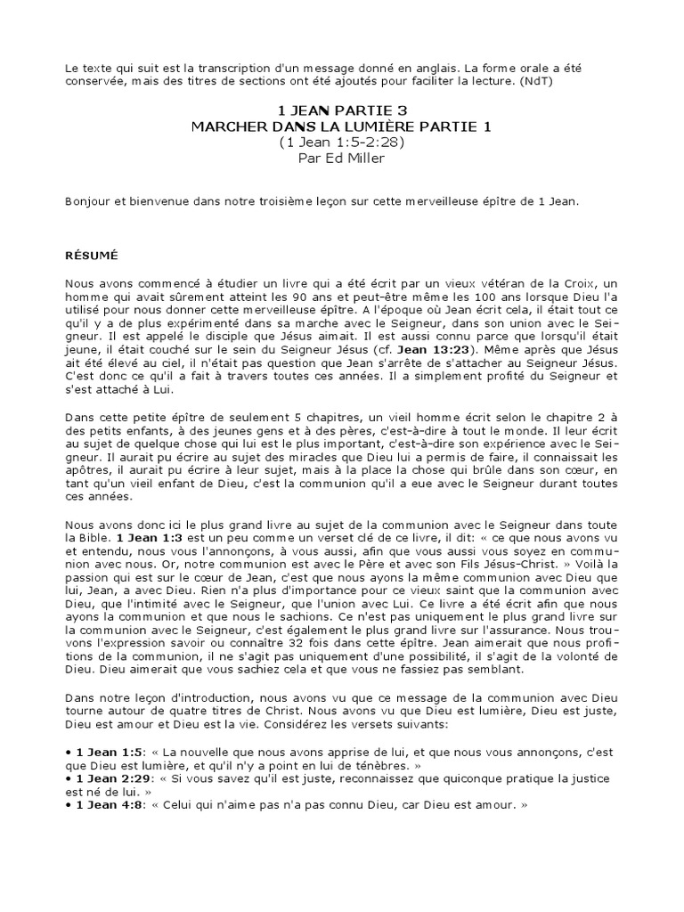 Communion avec Dieu selon 1 Jean | PDF | Jésus | Dieu