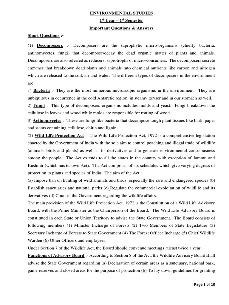 Environmental Studies Notes | PDF | Climate Change | Biodiversity