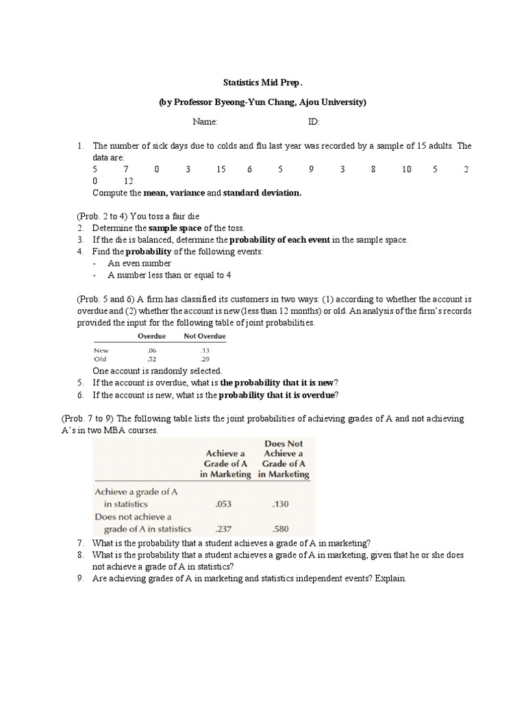 Midterm Prep | PDF | Statistics | Sampling (Statistics)