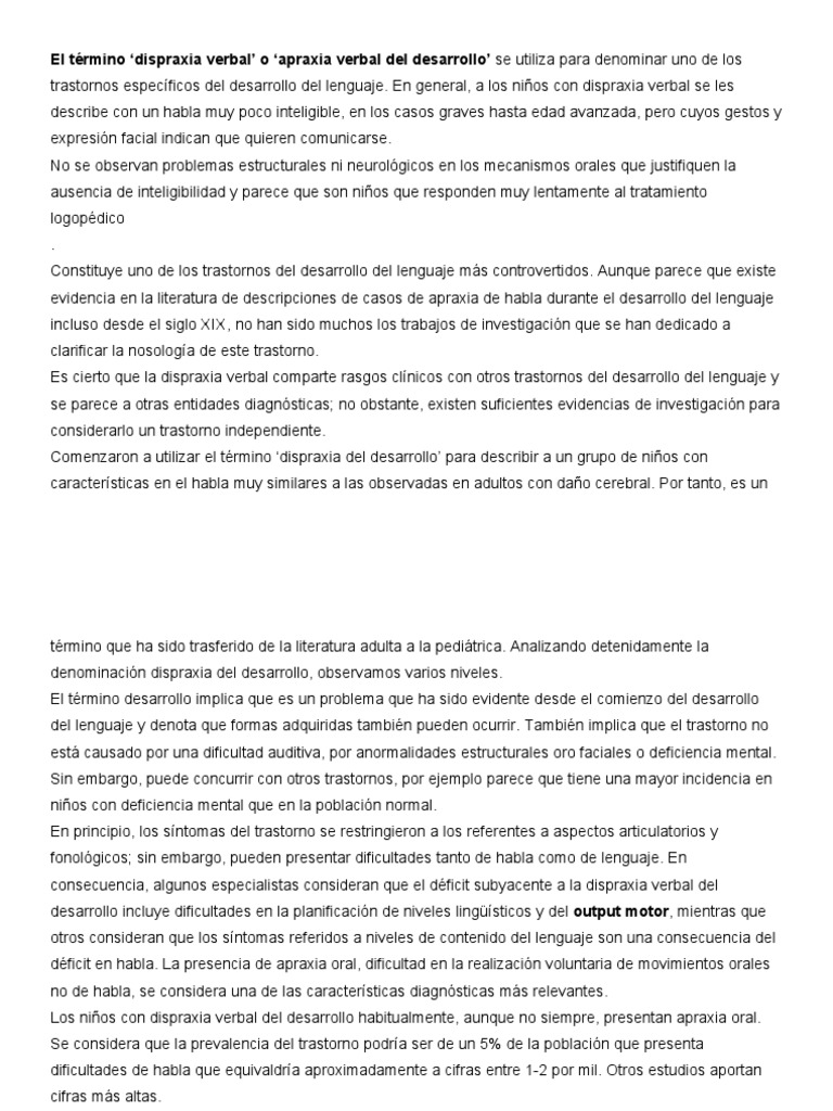 Dispraxia Verbal: Trastorno y Tratamiento | PDF | Músculo esquelético | Nervio