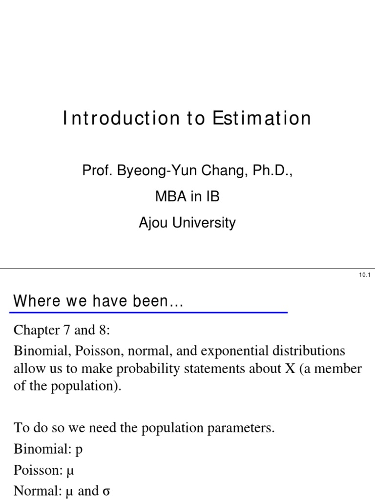 Estimation | PDF | Estimator | Confidence Interval Estimation | PDF | Estimator | Confidence Interval