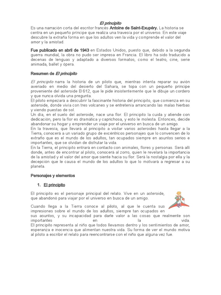 Resumen de El Principito para Niños | PDF | El Principito