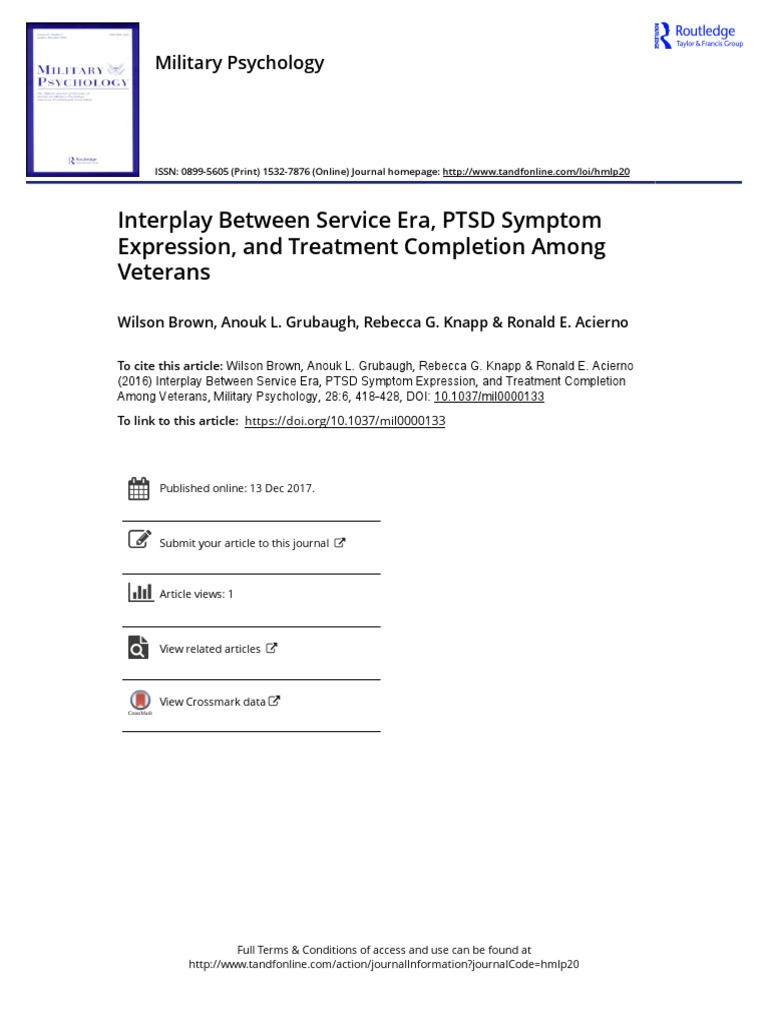 Interplay Between Service Era, PTSD Symptom Expression, and Treatment Completion Among Veterans ...
