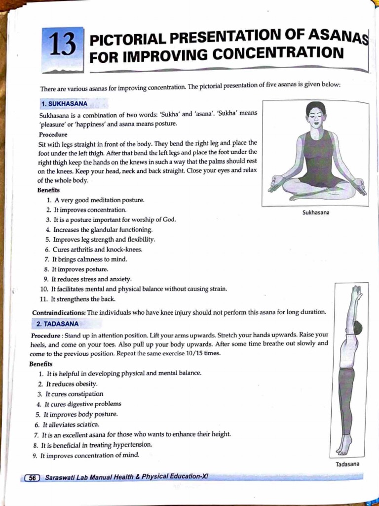 Pictorial Presentation of Asana For Improving Concentration | PDF ...