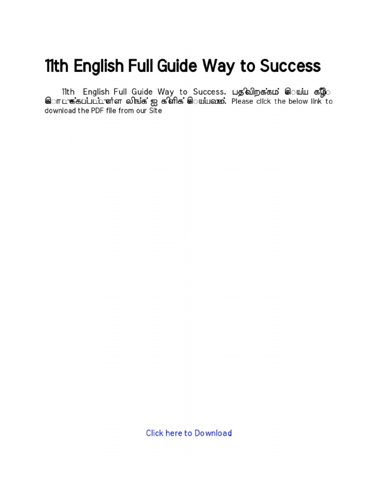 11th English Full Guide Way To Success | PDF