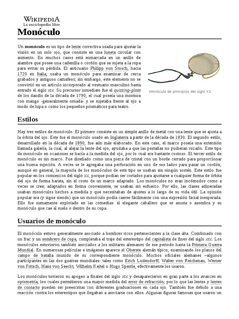 Monóculo | PDF | Historia